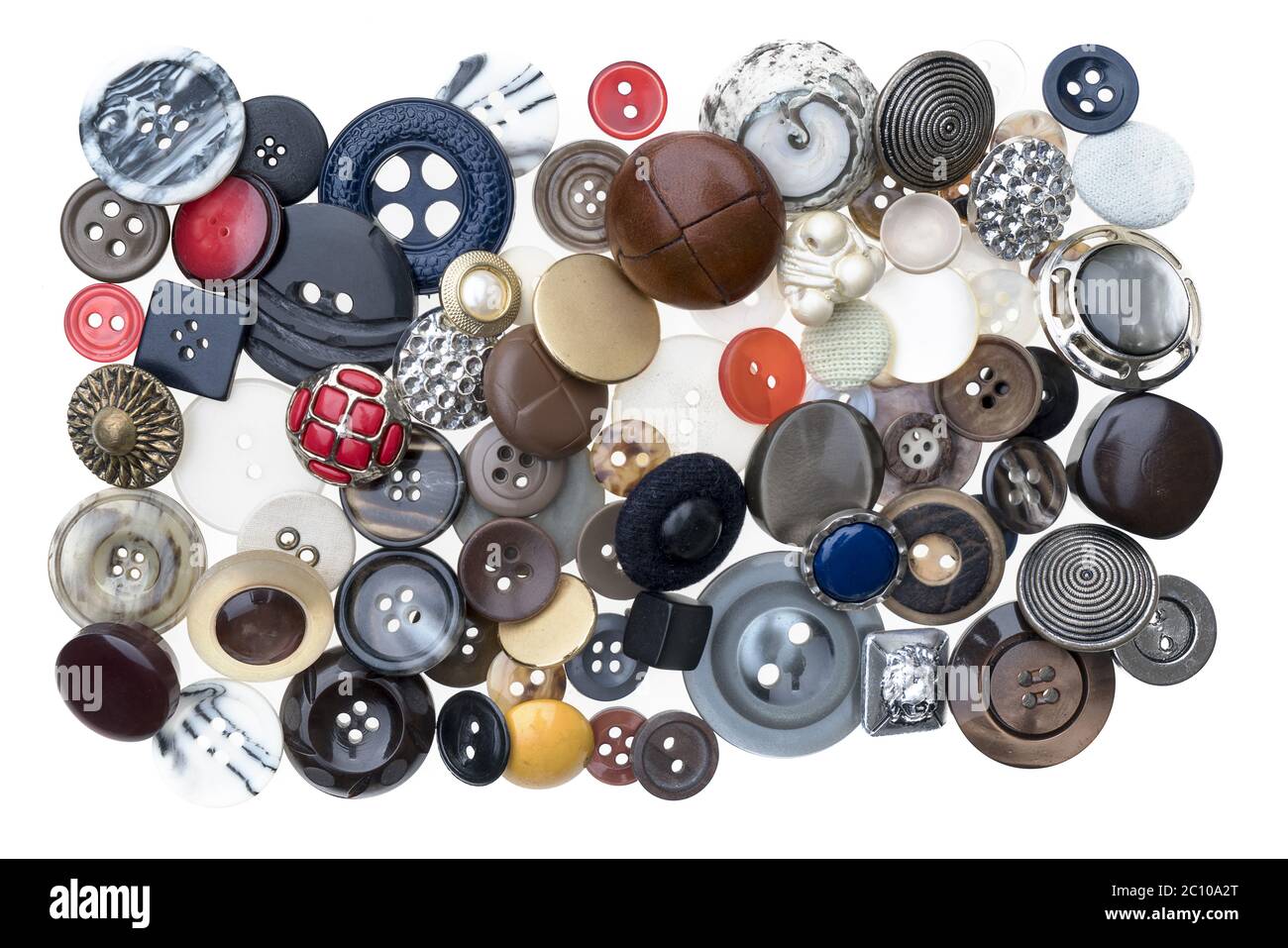 Lots of different colored and shaped buttons on a white background ...