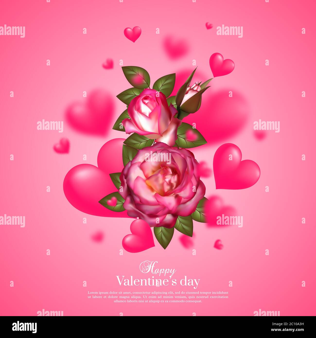 Realistic 3d floral Valentines day card Stock Vector Image & Art - Alamy