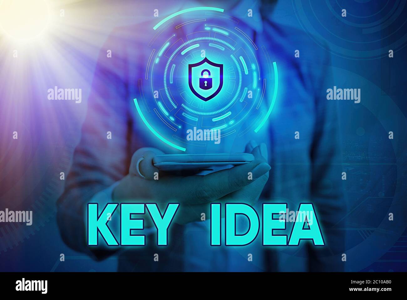 Text sign showing Key Idea. Business photo showcasing the central ...