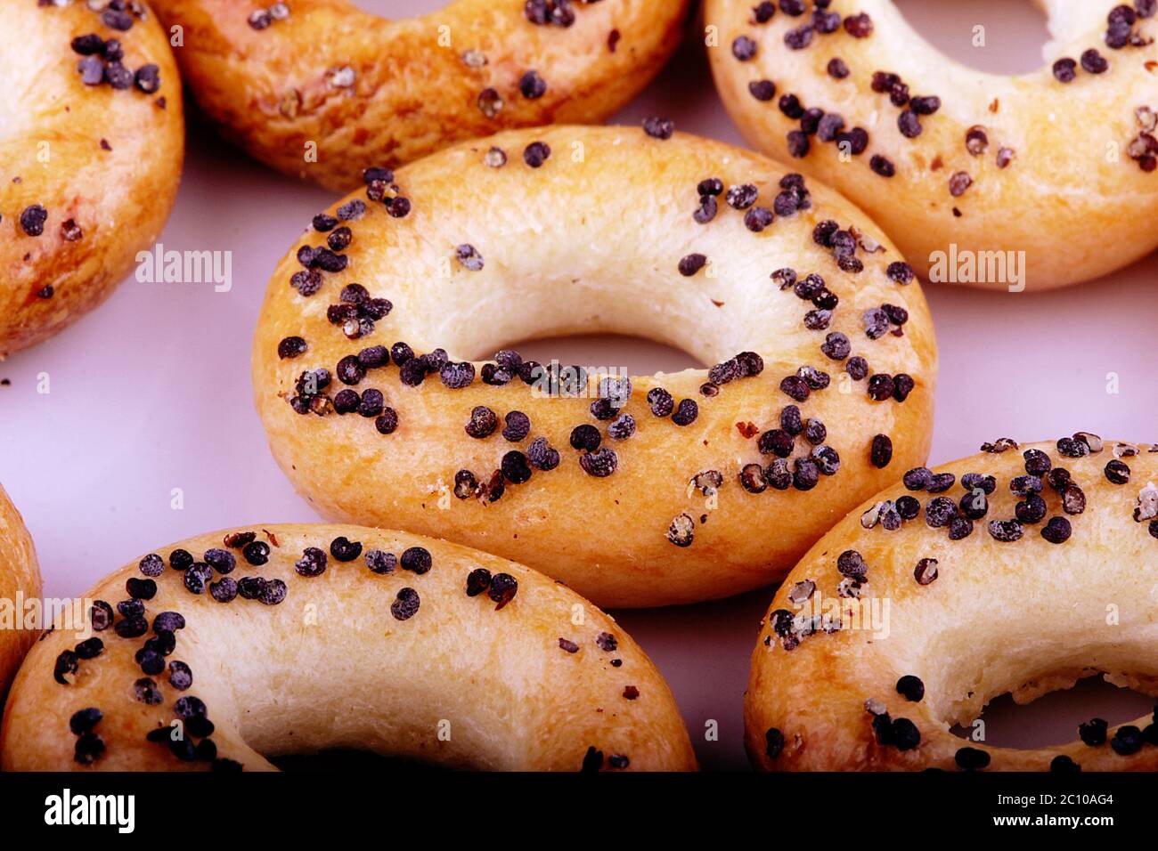 Set of mini ring-shaped cracknels with poppy Stock Photo - Alamy