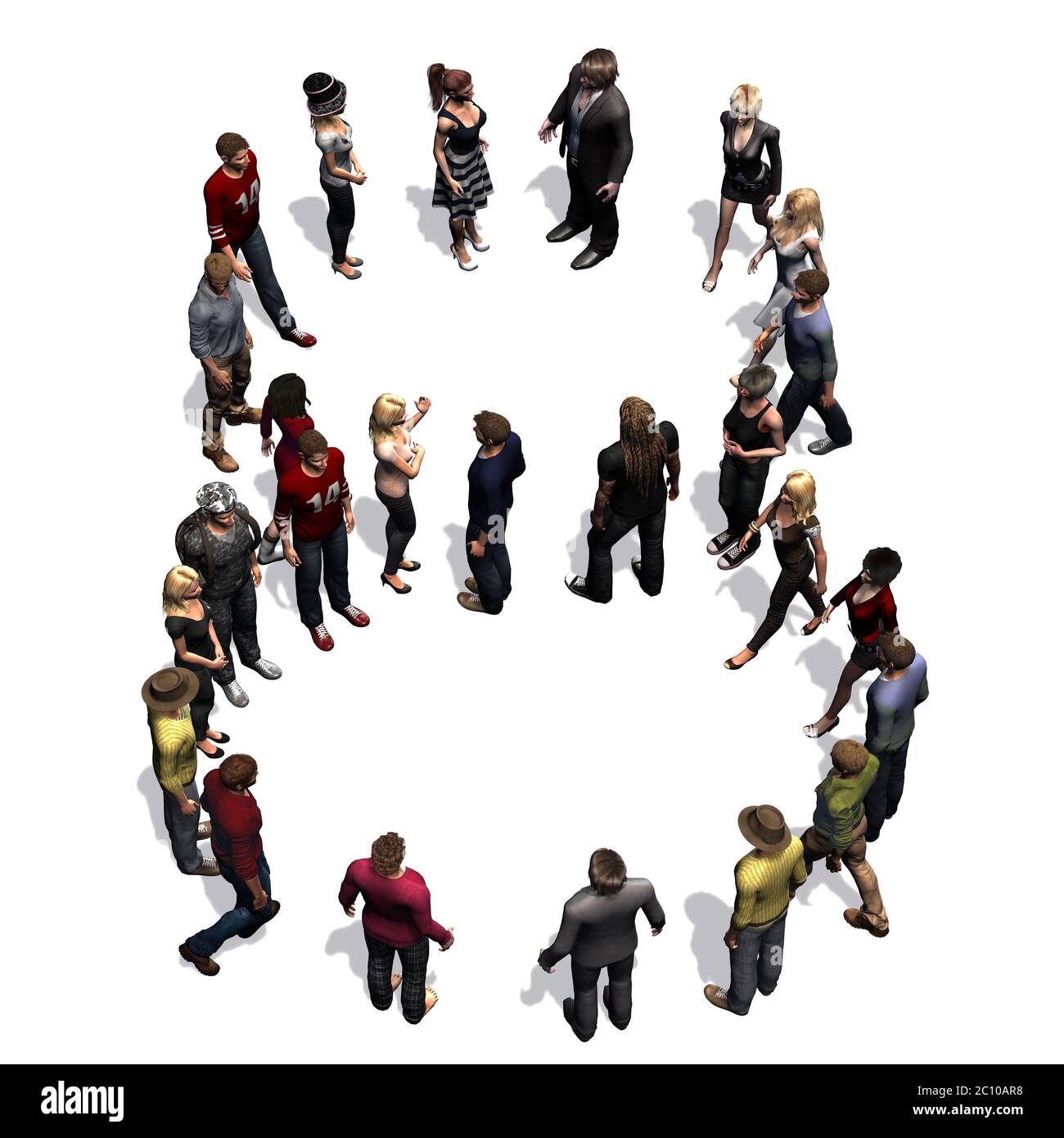 people - arranged in number 8 - with shadow - isolated on white ...