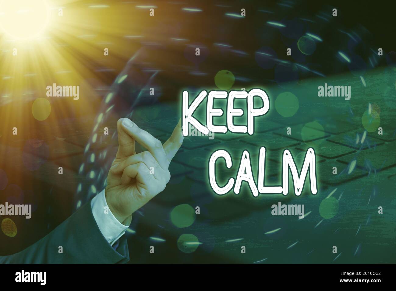 Conceptual hand writing showing Keep Calm. Concept meaning remain ...