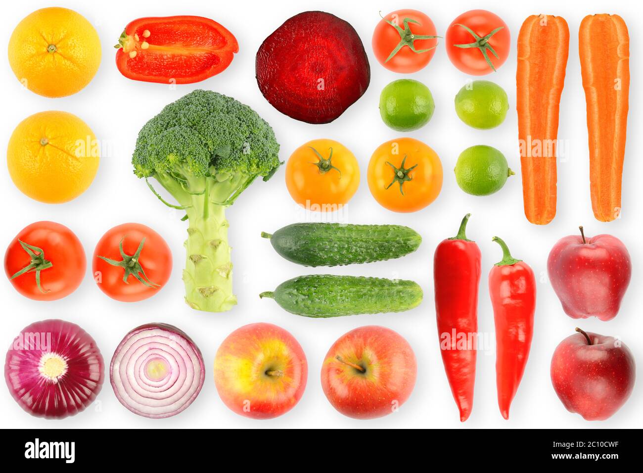 Set fruits and vegetables isolated on white background Stock Photo - Alamy