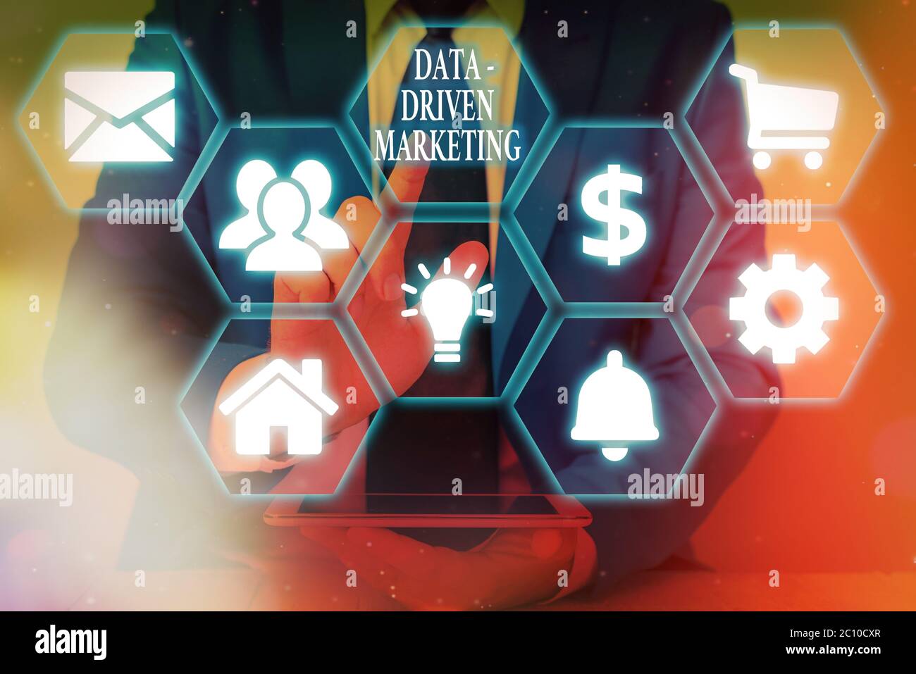 Writing note showing Data driven Marketing. Business concept for ...