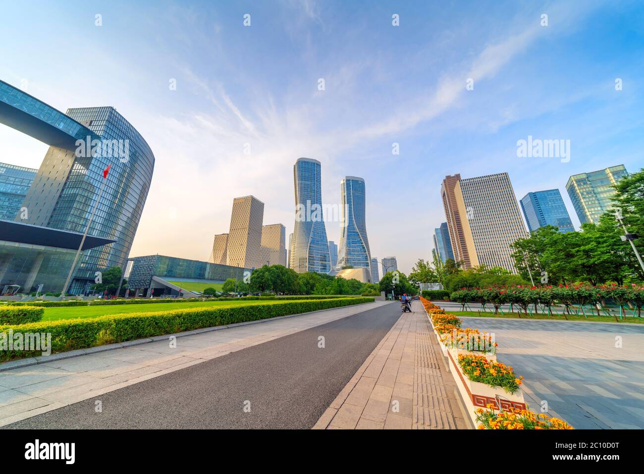 Highway and city skyline, Hangzhou, China cityscape Stock Photo - Alamy