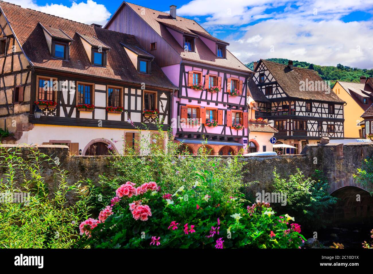 Travel in France. Alsace region- famous "vine route". Kayserberg ...