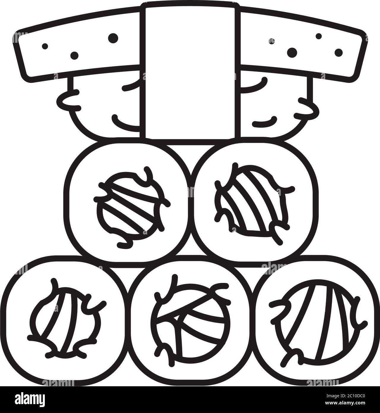 Stack of sushi rolls vector line icon. Japanese food outline symbol ...