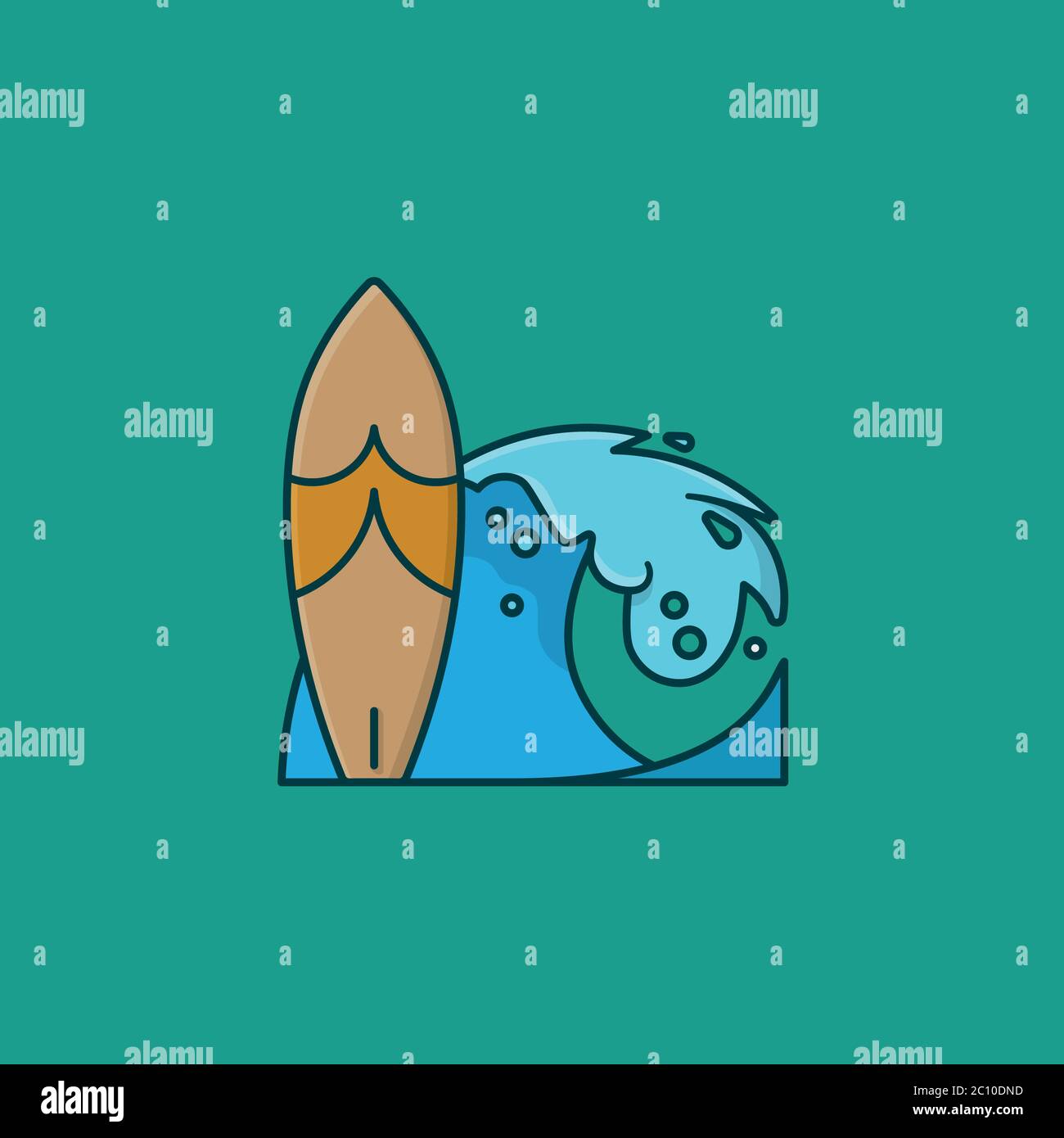 Surfboard and wave vector illustration for Surfing Day on June 20 ...