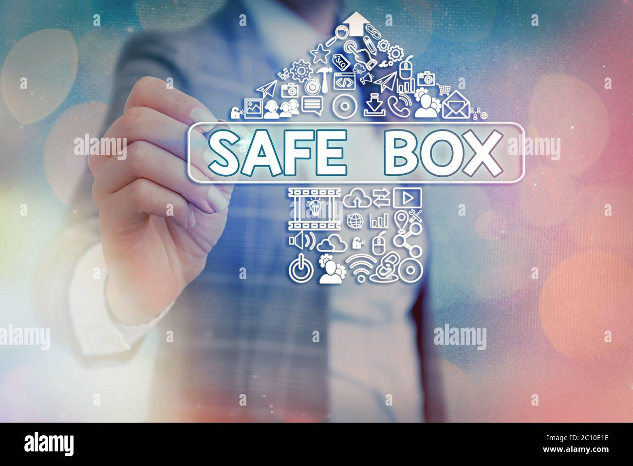 Writing note showing Safe Box. Business concept for a metal deposit ...