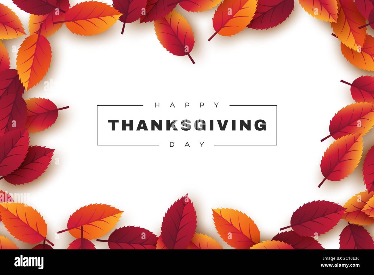 Happy Thanksgiving holiday design with bright autumn leaves and ...