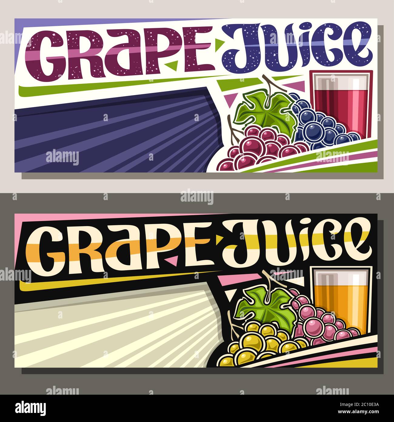 Vector banners for Grape Juice with copy space, horizontal layouts with ...