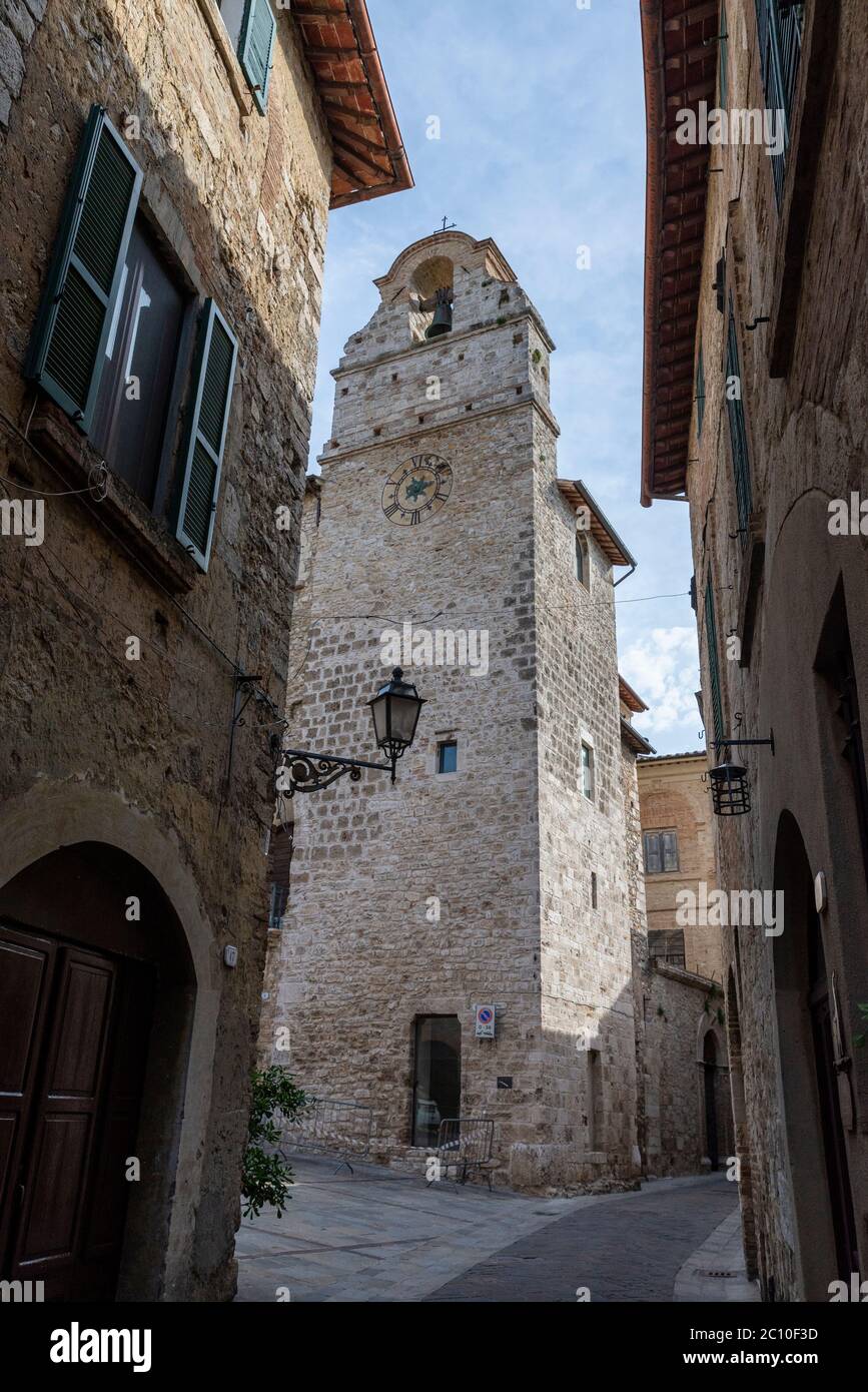 San Gemini, Italy June 13 2020: stone building inside the town of San ...