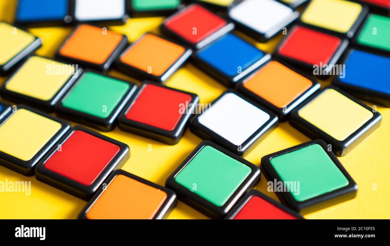 Scattered colorful squares as background. Backdrop for smart and ...