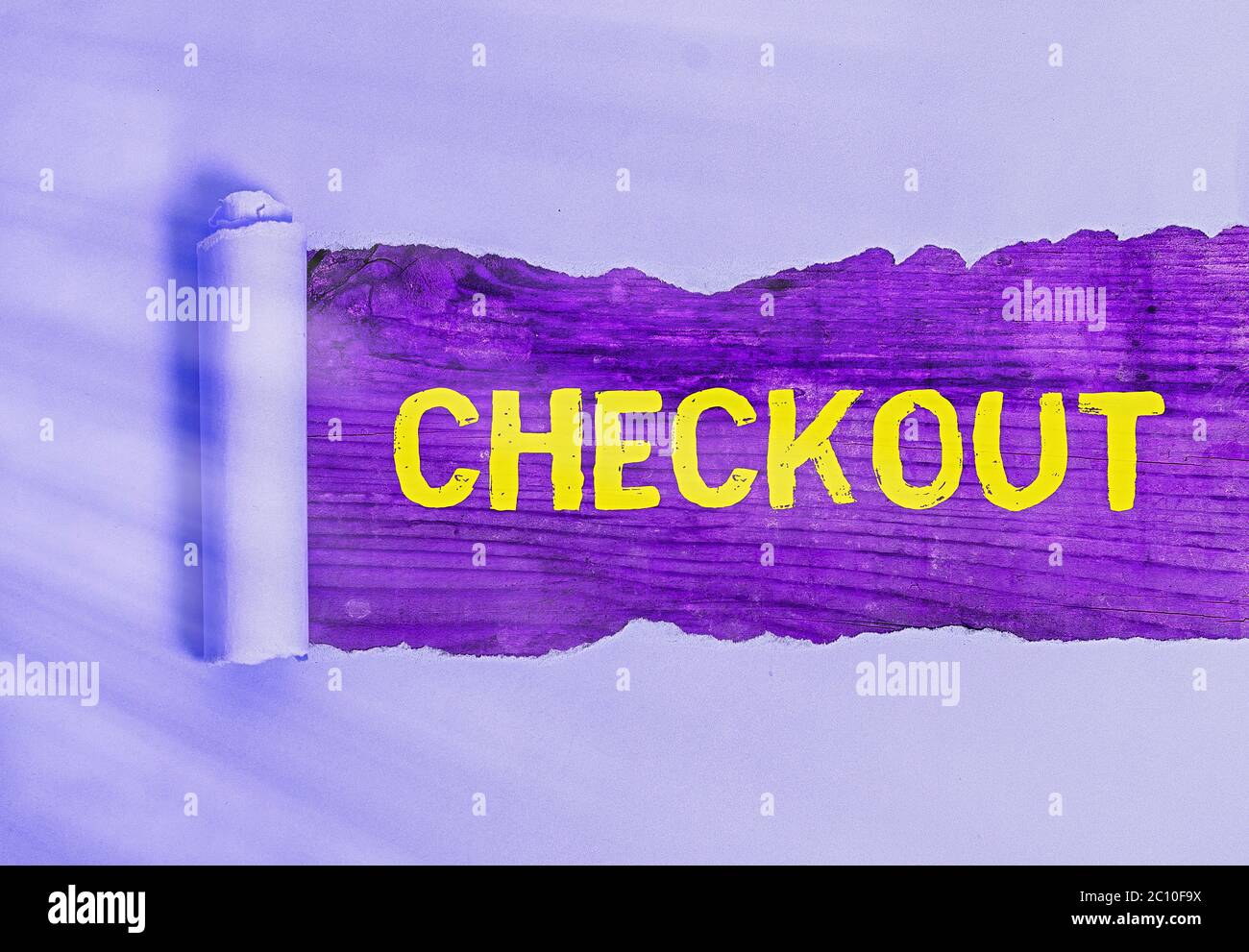Text sign showing Checkout. Business photo showcasing a point at which ...