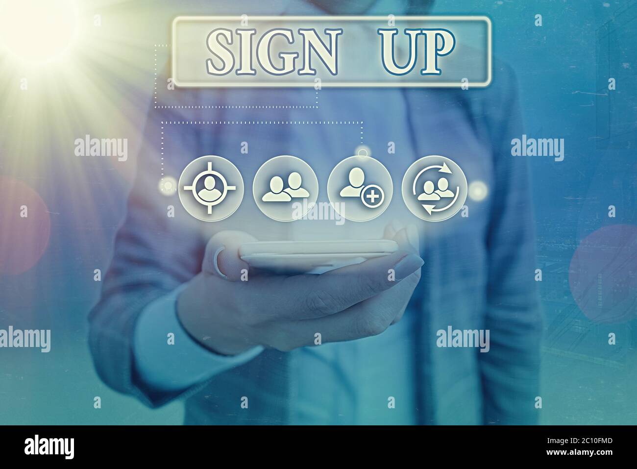 Text sign showing Sign Up. Business photo showcasing site form of ...