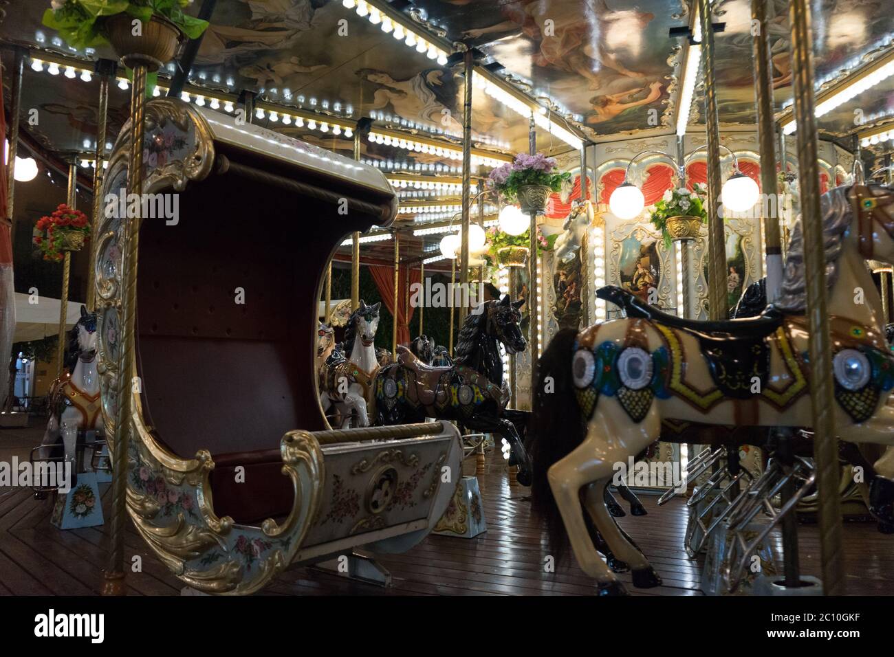 empty merry-go-round at night in carnival switzerland Stock Photo - Alamy
