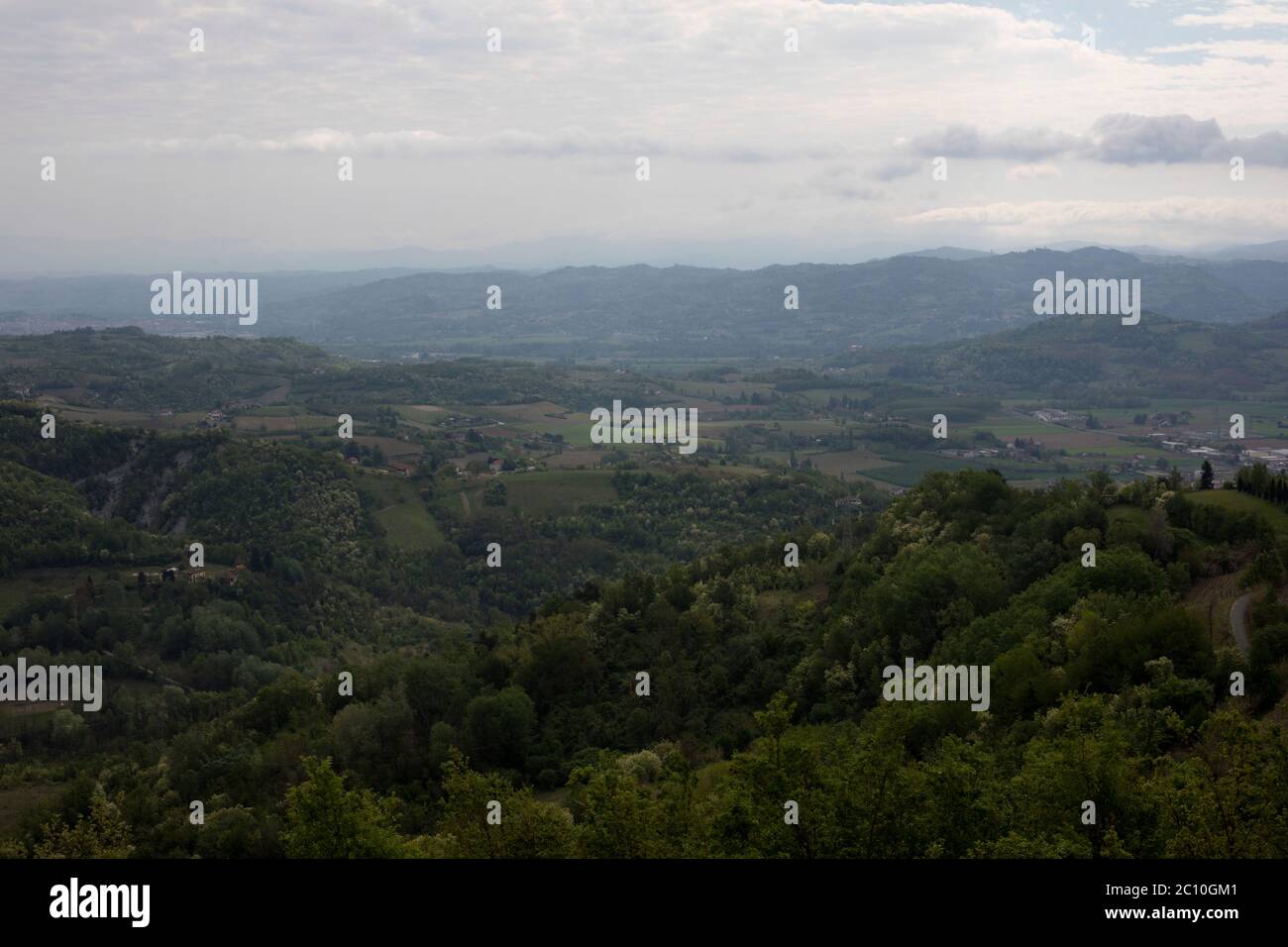 Bormida Valley scenic landscape from Sessame, Piedmont, Italy Stock ...