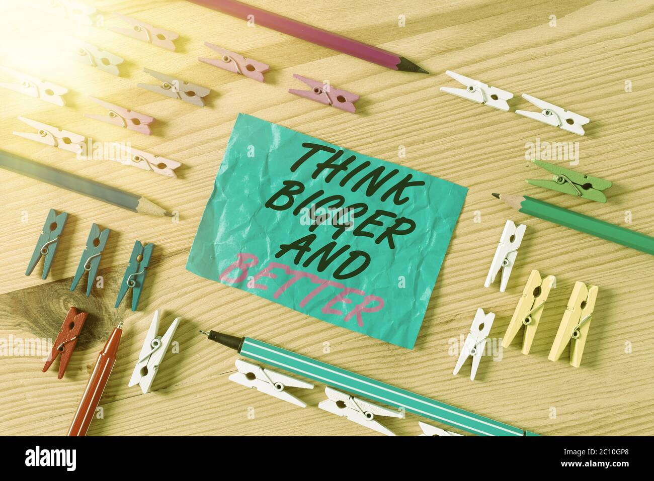 Conceptual hand writing showing Think Bigger And Better. Concept ...