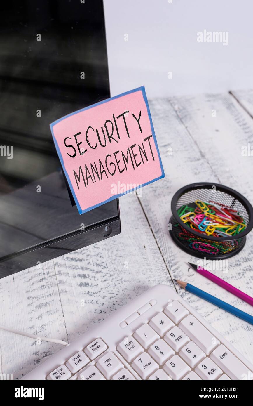 Handwriting text Security Management. Conceptual photo is the ...