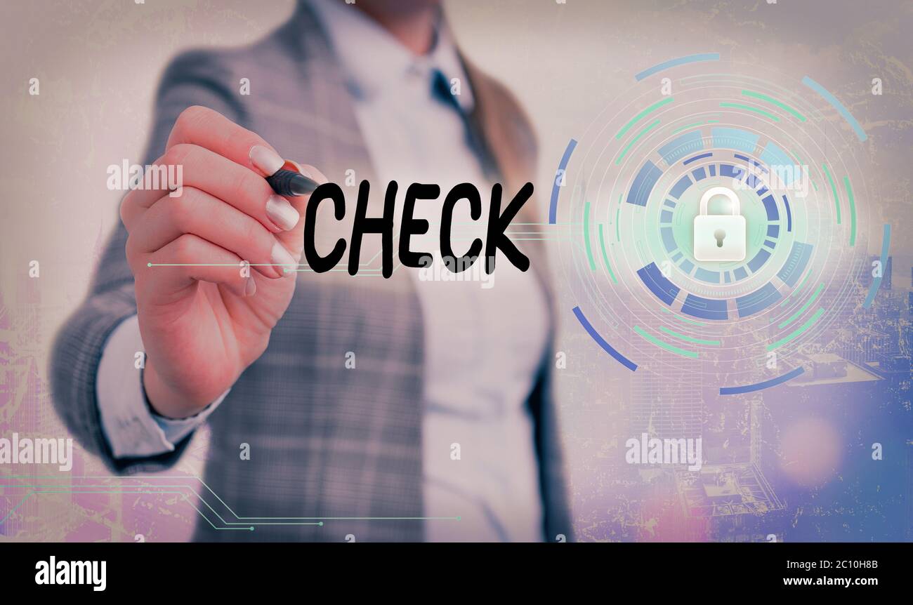 Conceptual hand writing showing Check. Concept meaning examination to ...