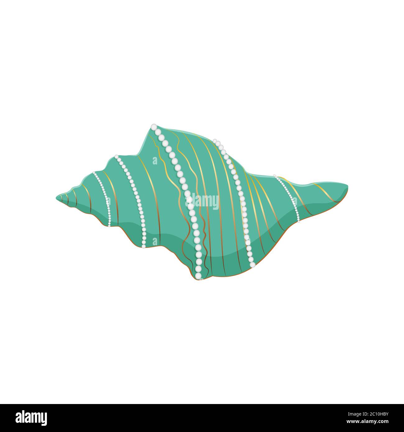 Green golden sea shell stock vector illustration isolated on white ...