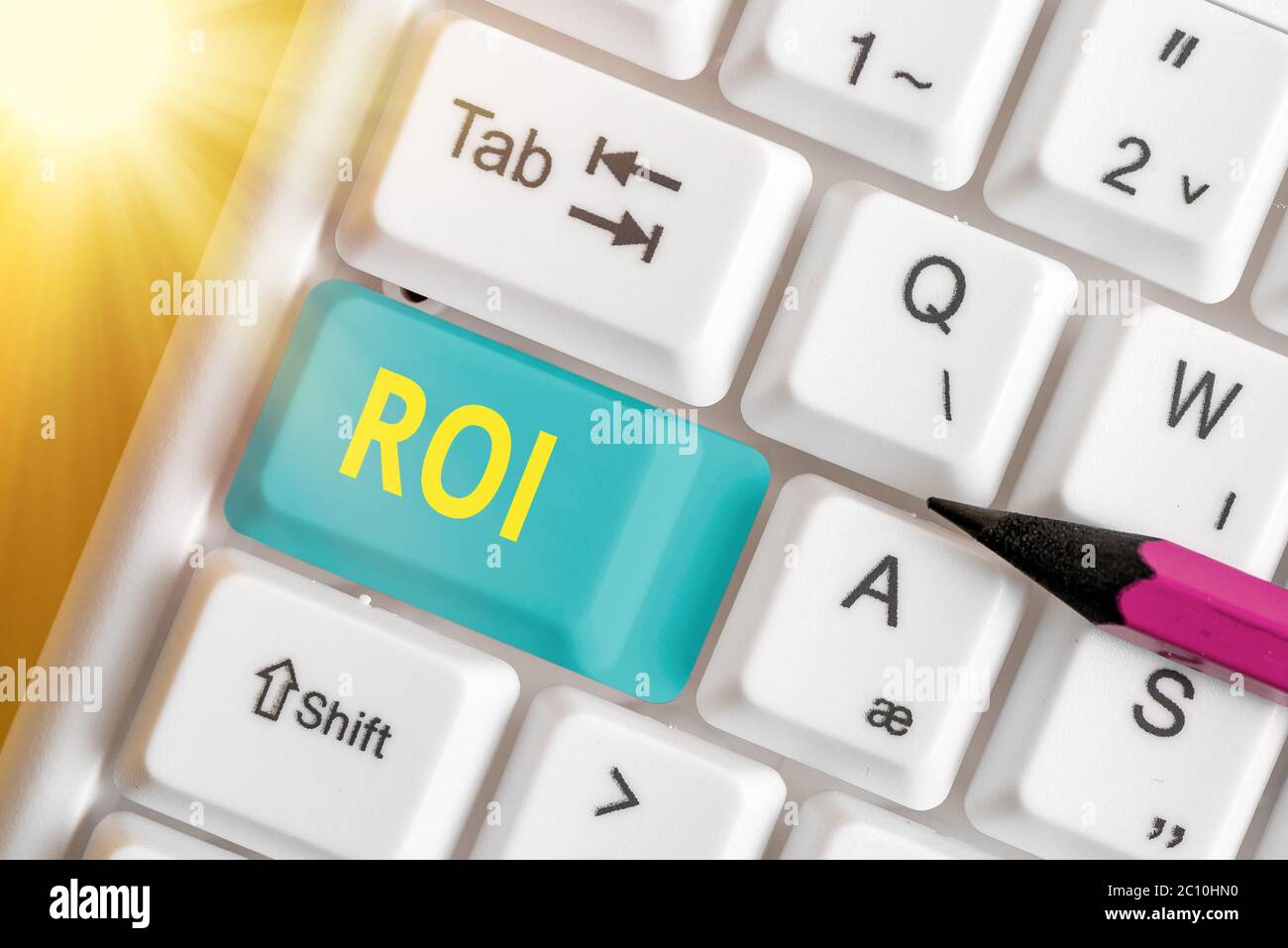Writing note showing Roi. Business concept for performance measure used ...