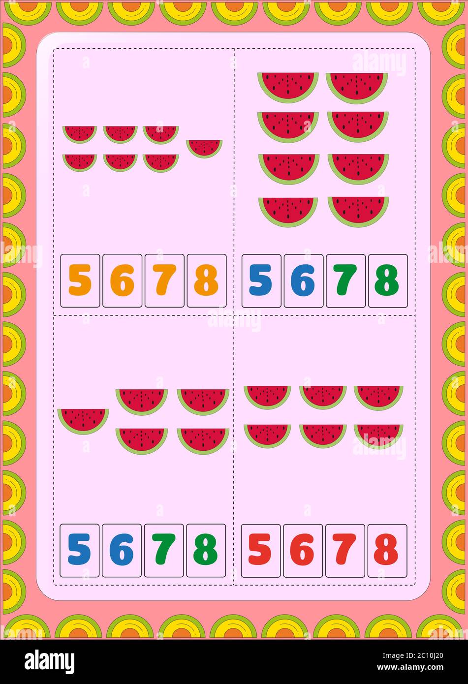 Preschool and toddler math with watermelon fruit design Stock Vector ...