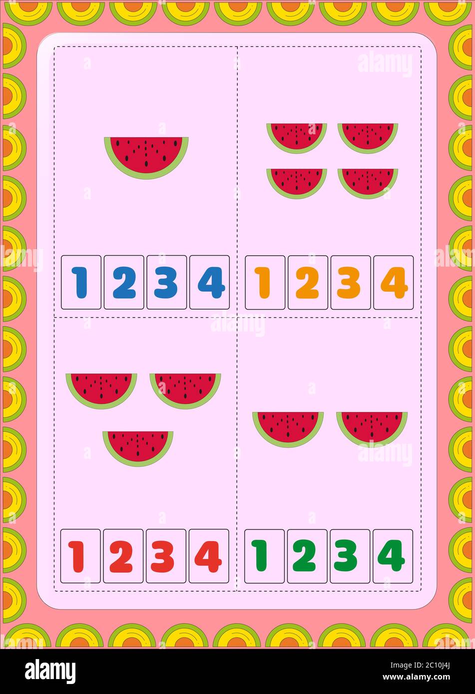 Preschool and toddler math with watermelon fruit design Stock Vector ...