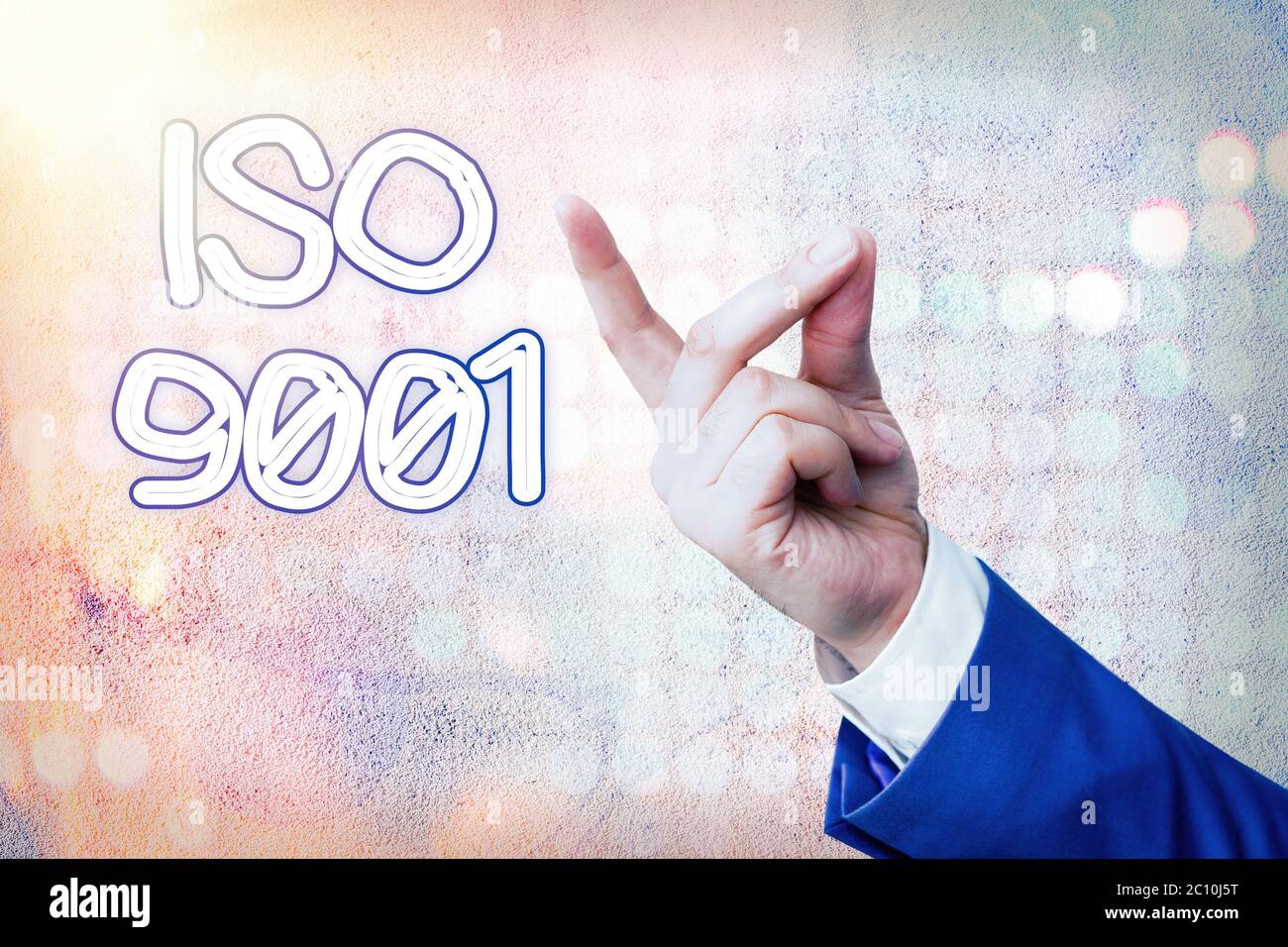 Writing note showing Iso 9001. Business concept for the appropriate ...