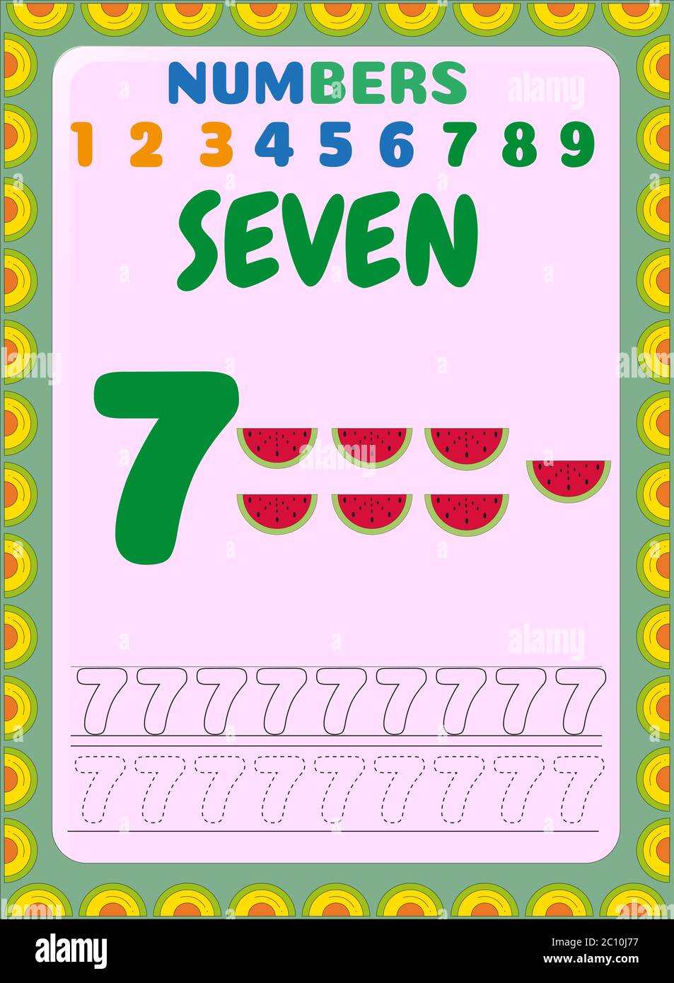 Preschool and toddler math with watermelon fruit design Stock Vector ...