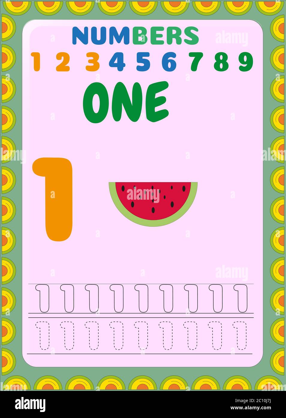 Preschool and toddler math with watermelon fruit design Stock Vector ...