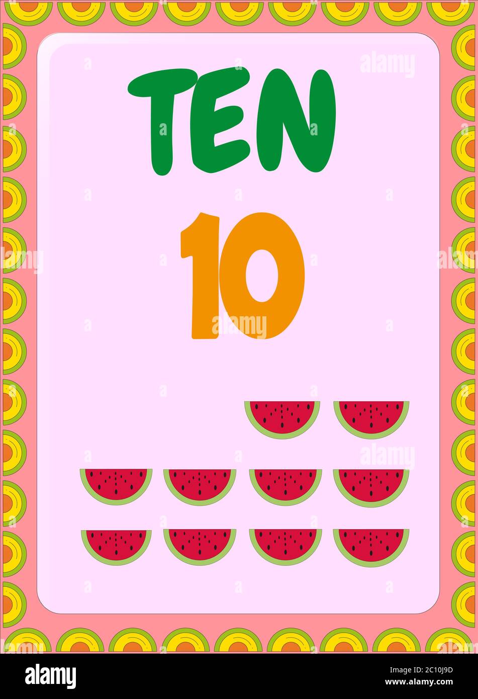 Preschool and toddler math with watermelon fruit design Stock Vector ...