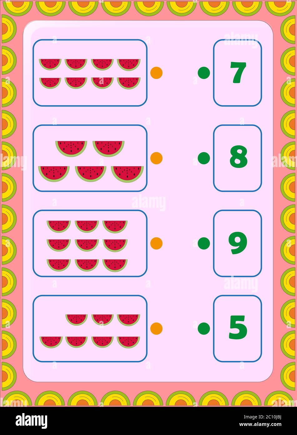 Preschool and toddler math with watermelon fruit design Stock Vector ...
