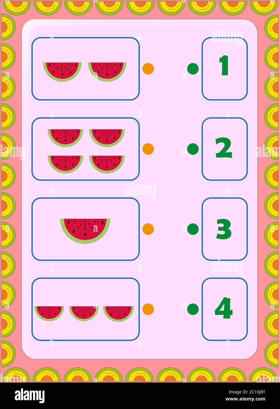 Preschool and toddler math with watermelon fruit design Stock Vector ...
