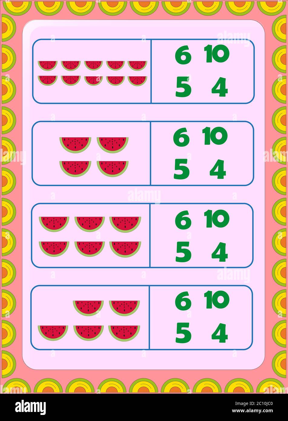 Preschool and toddler math with watermelon fruit design Stock Vector ...
