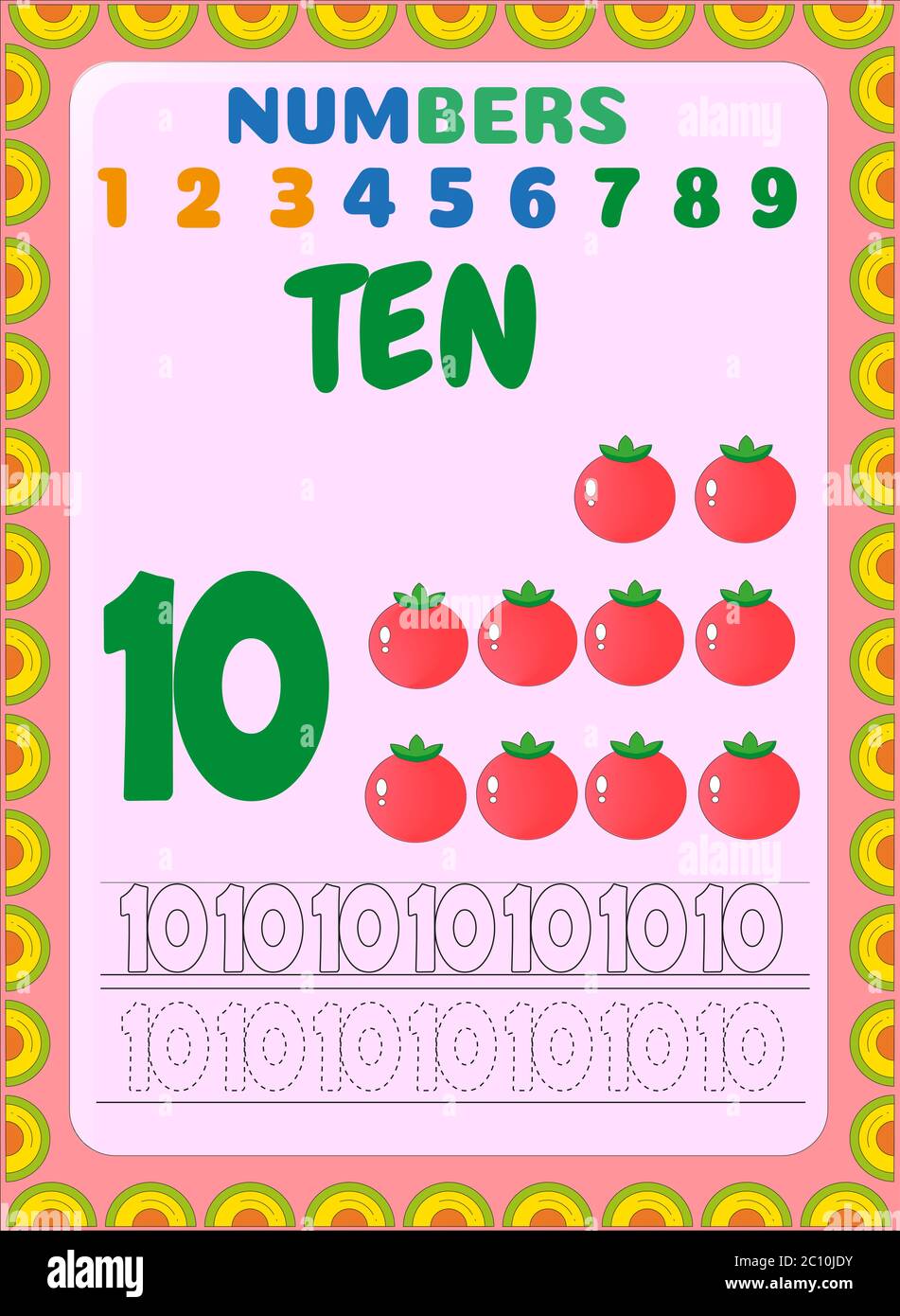 Preschool and toddler math with tomato fruit design Stock Vector Image ...