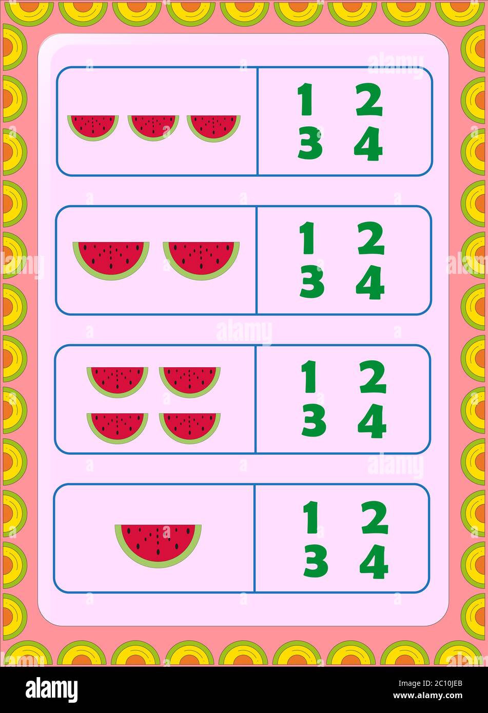 Preschool and toddler math with watermelon fruit design Stock Vector ...