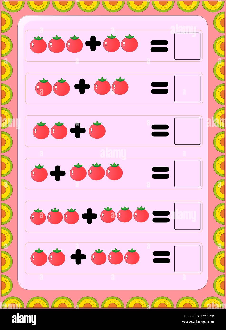 Preschool and toddler math with tomato fruit design Stock Vector Image ...
