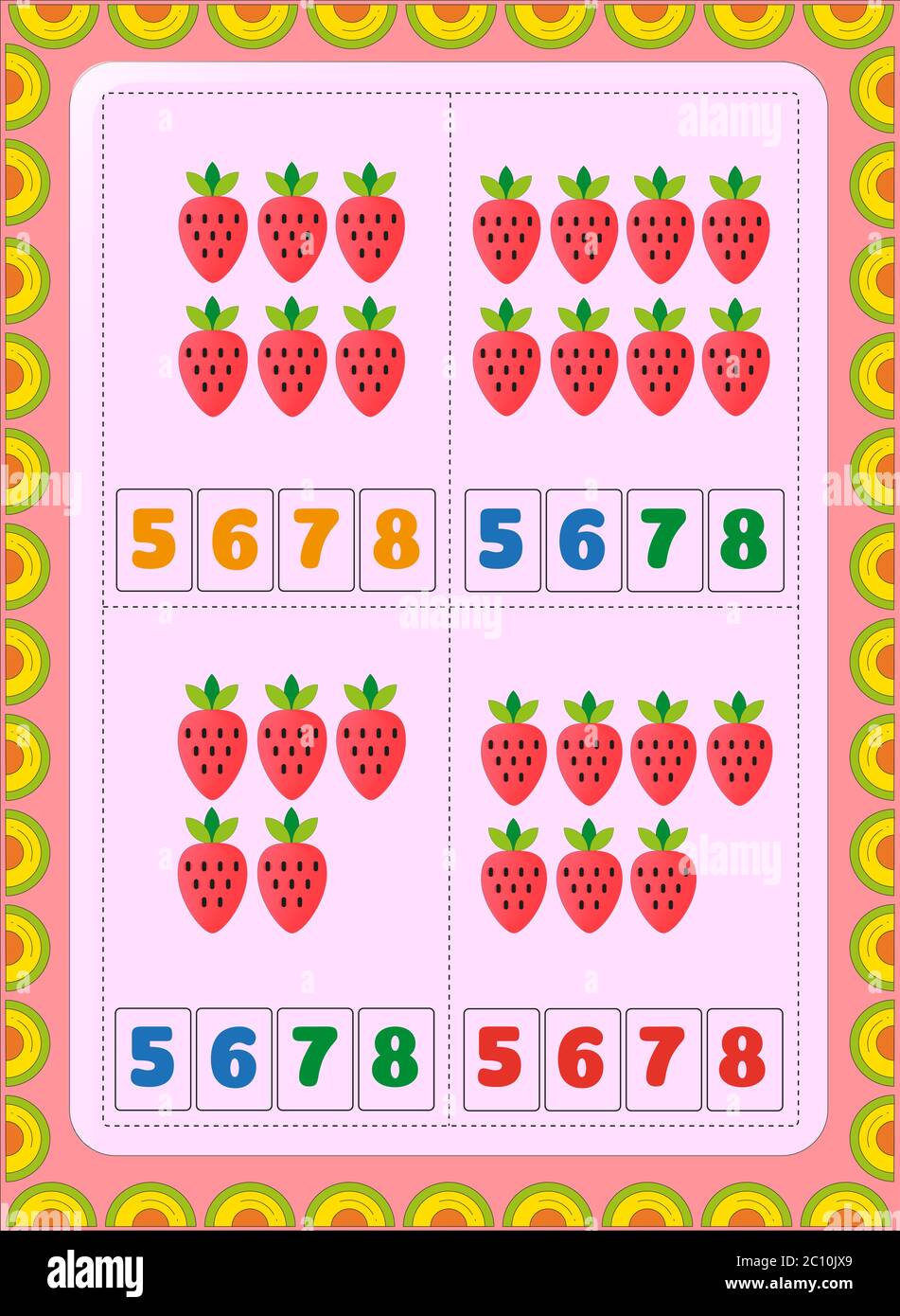 Preschool and toddler math with strawberry fruit design Stock Vector ...