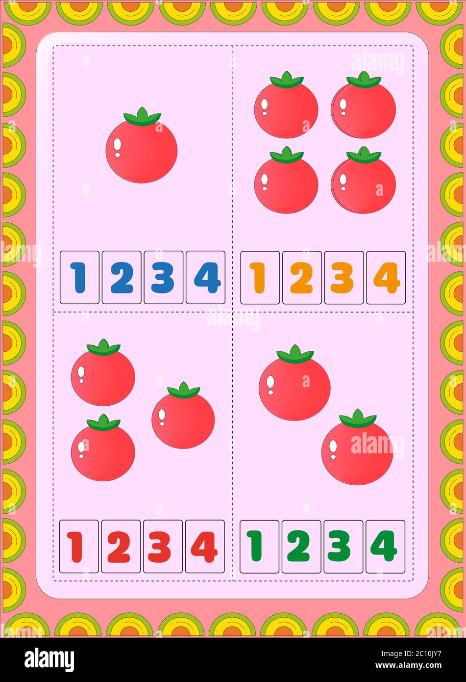 Preschool and toddler math with tomato fruit design Stock Vector Image ...