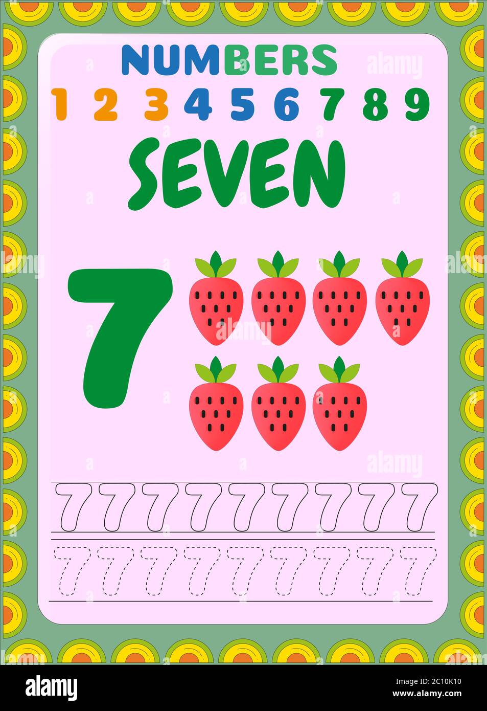 Preschool and toddler math with strawberry fruit design Stock Vector ...