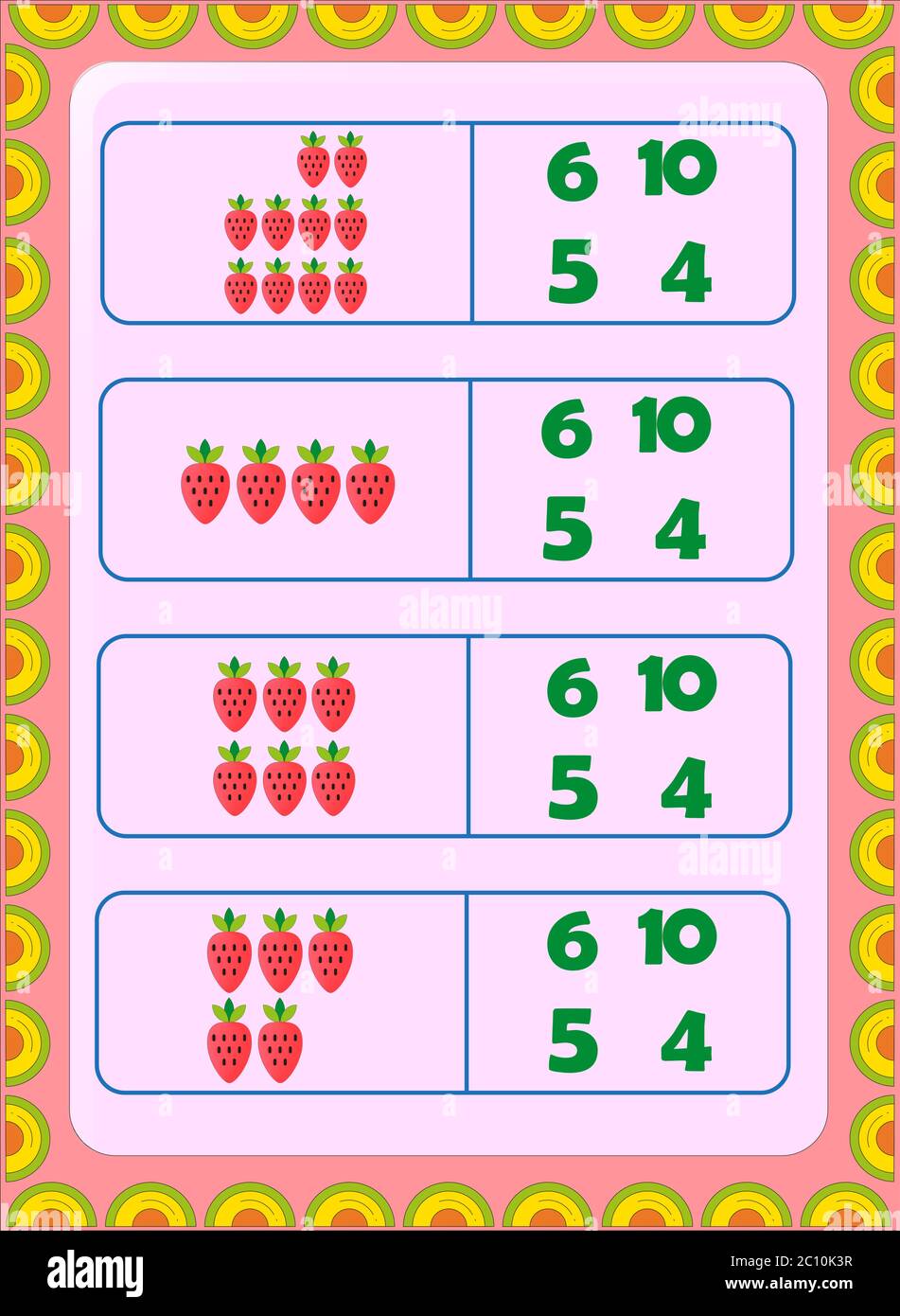 Preschool and toddler math with strawberry fruit design Stock Vector ...