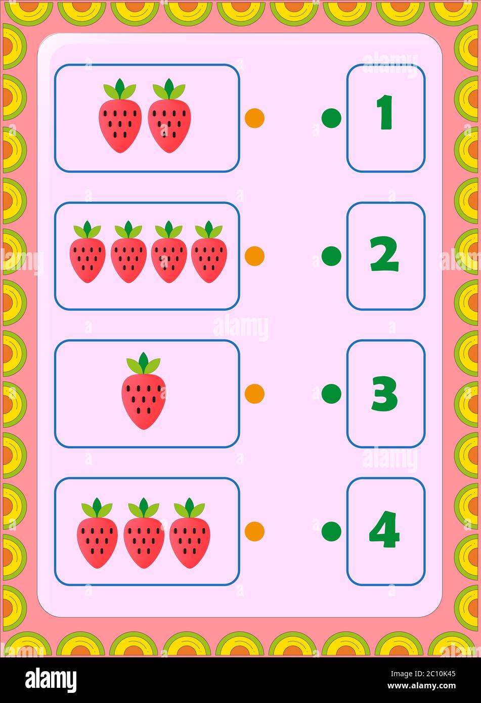 Preschool and toddler math with strawberry fruit design Stock Vector ...
