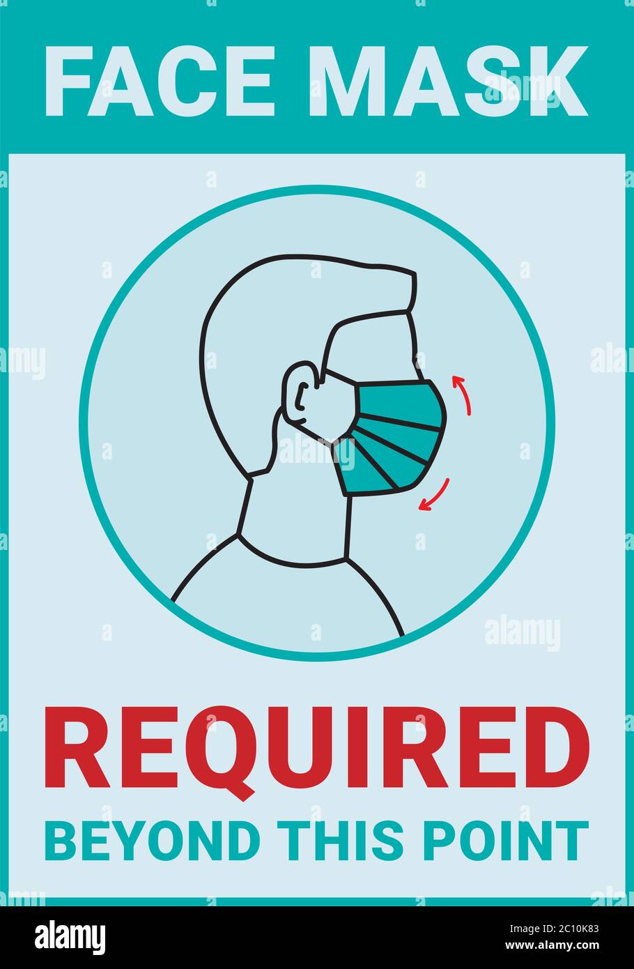 Face mask required beyond this point vector poster. Editable colors ...