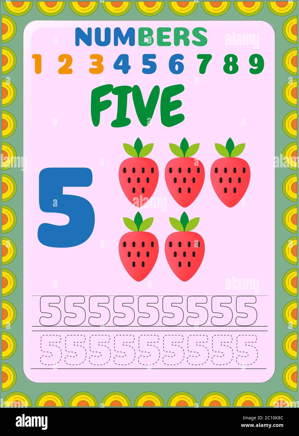 Preschool and toddler math with strawberry fruit design Stock Vector ...