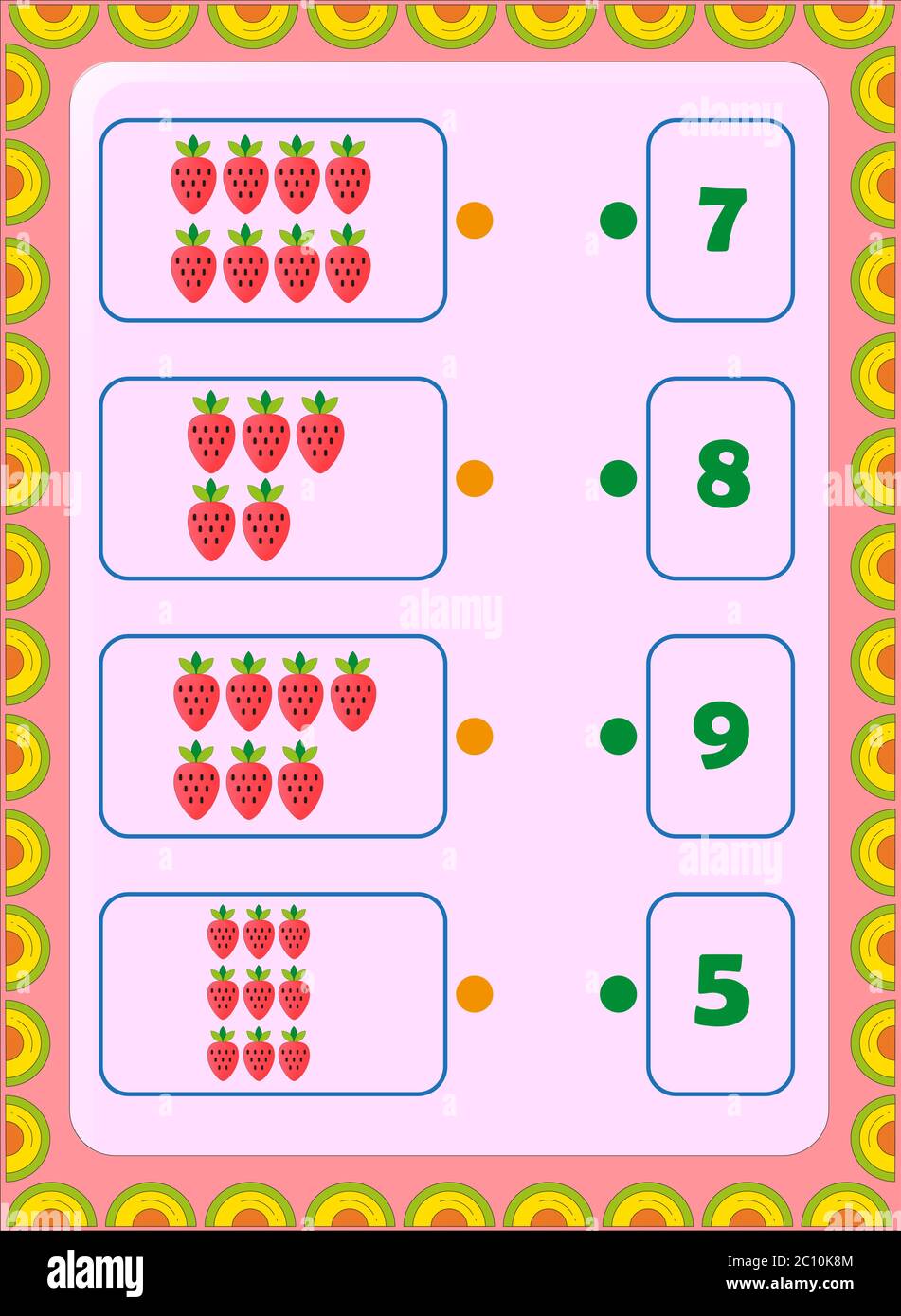 Preschool and toddler math with strawberry fruit design Stock Vector ...