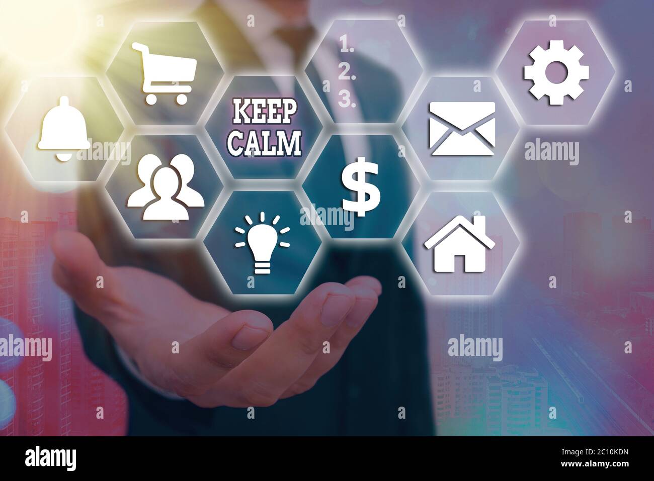 Word writing text Keep Calm. Business photo showcasing remain composure ...