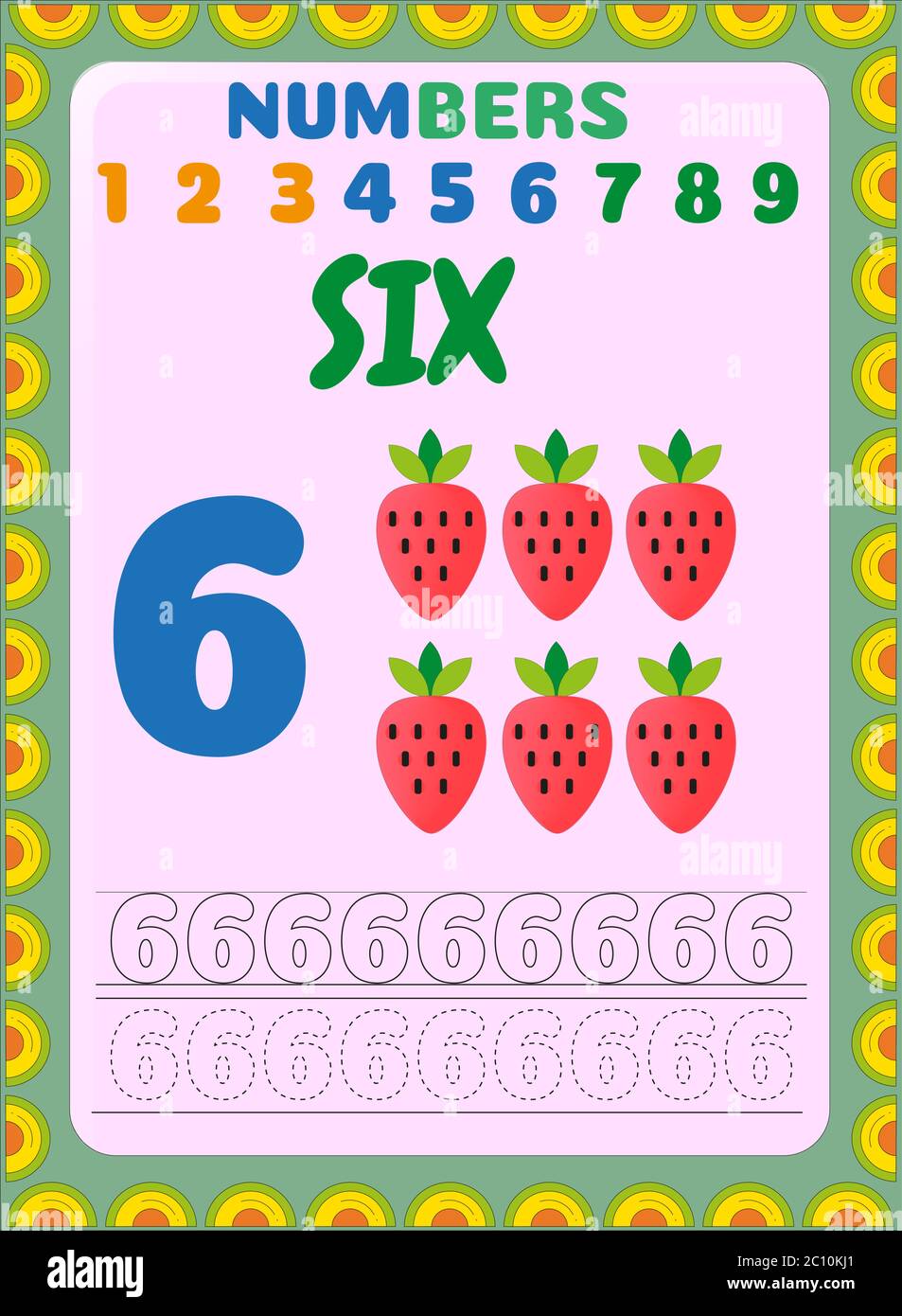 Preschool and toddler math with strawberry fruit design Stock Vector ...