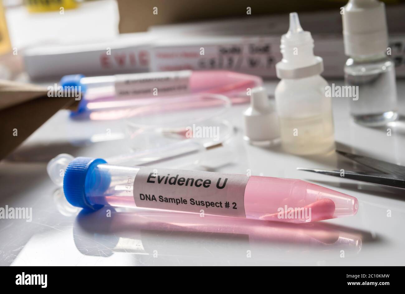 Hematological analysis with forensic test kit in a murder in a crime ...