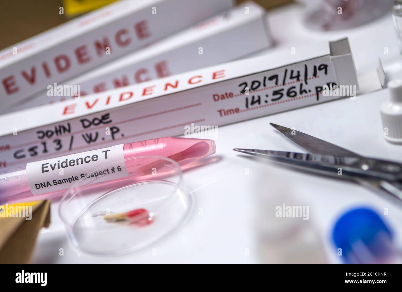Hematological analysis with forensic test kit in a murder in a crime ...